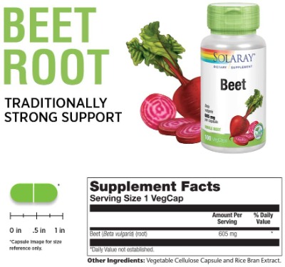 Nature's Discount - Solaray Beet Root 605mg 100 Veg Caps (076280001600)